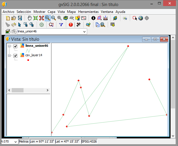 Scripting en gvSIG: Unir puntos en una línea – másquesig